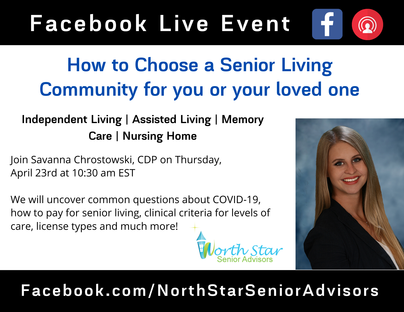 Facebook Live Event: How to Choose a Senior Living Community - One ...