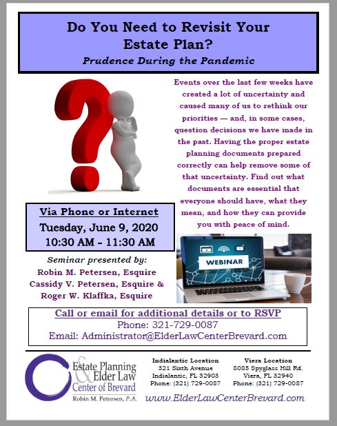 Do You Need to Revisit Your Estate Plan? Webinar - One Senior Place