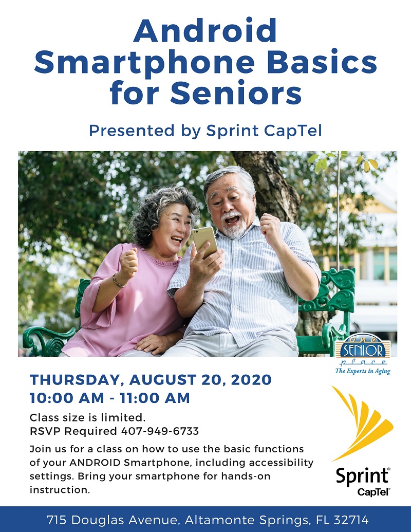 CANCELLED-Android Smartphone Basics for Seniors - One Senior Place
