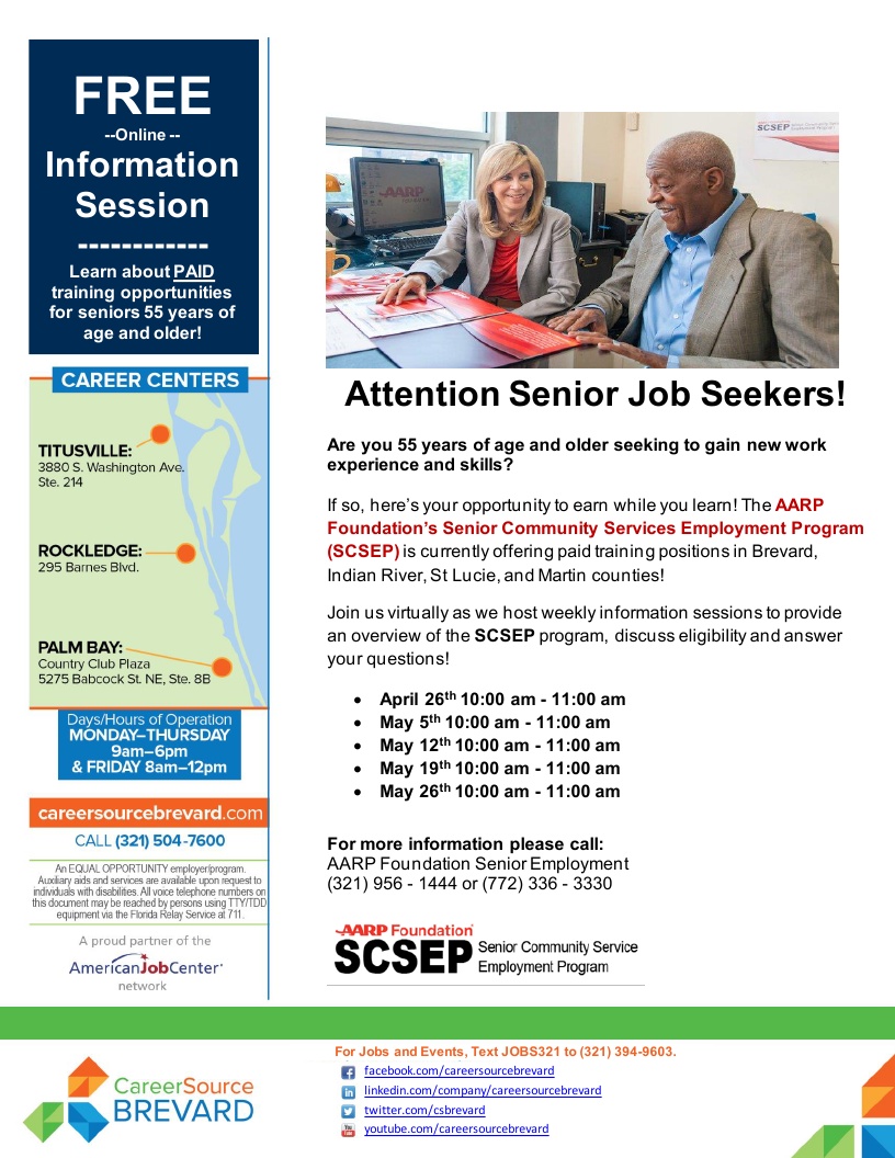 Attention Senior Job Seekers! FREE Online Information Session - One ...