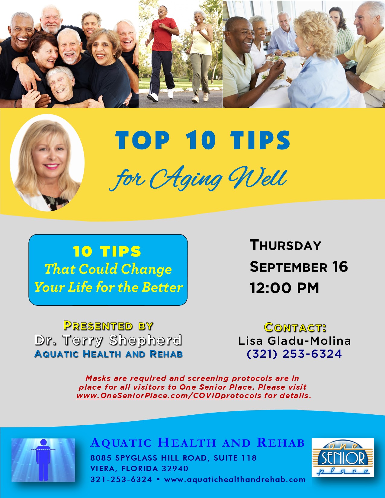 Top 10 Tips for Aging Well presented by Aquatic Health and Rehab - One ...