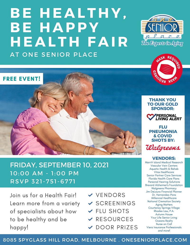 Be Healthy, Be Happy, Health Fair at One Senior Place - One Senior Place