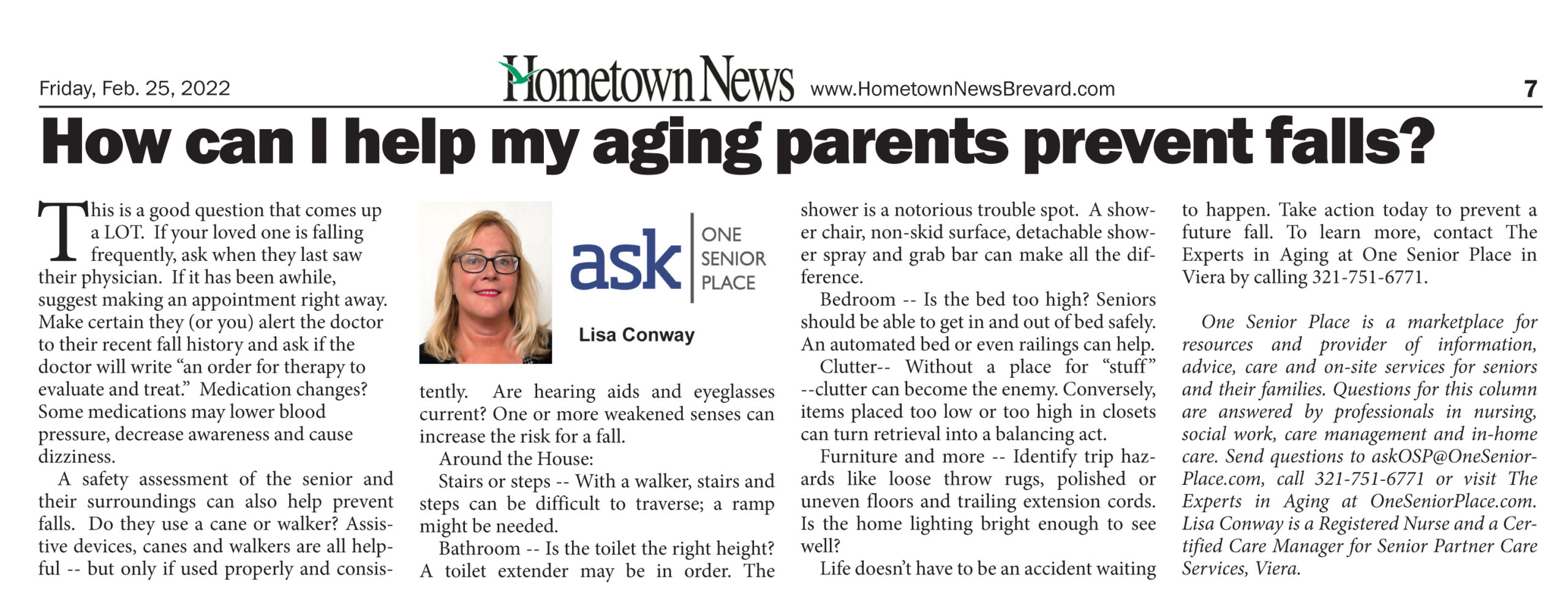 Ask One Senior Place: How can I help my aging parents prevent future ...